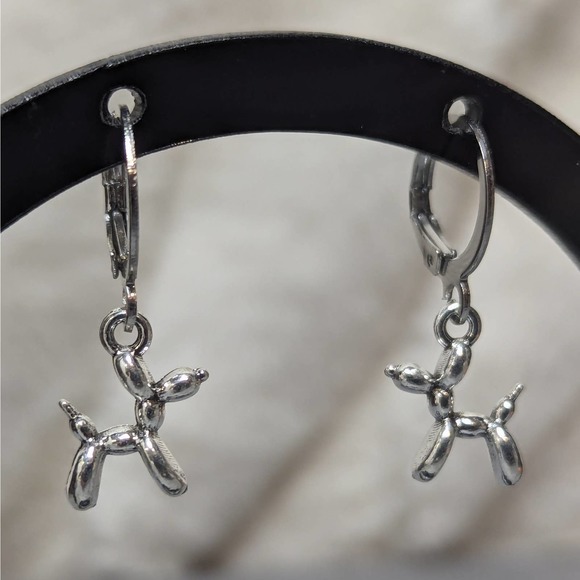 Handmade | Jewelry | Tiny Balloon Animal Dog Cute Huggie Earrings ...
